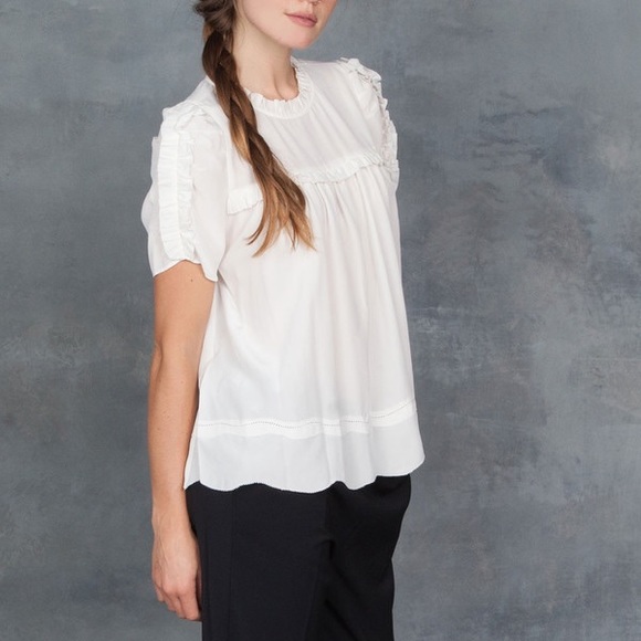 Ulla Johnson | Tops | Ulla Johnson Blouse Silk Ruffles Sleeves Black ...